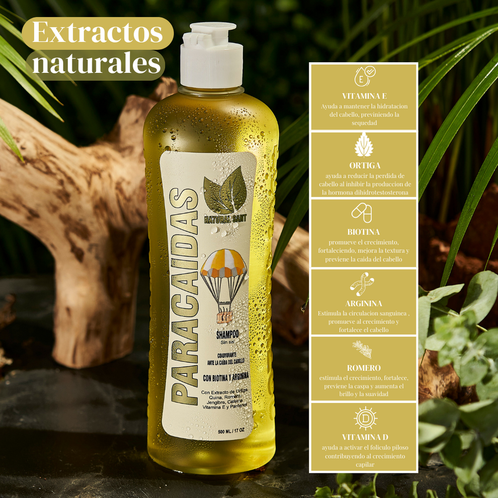 Shampoo Paracaídas con extractos x 500ml – Natural Sant cosméticos